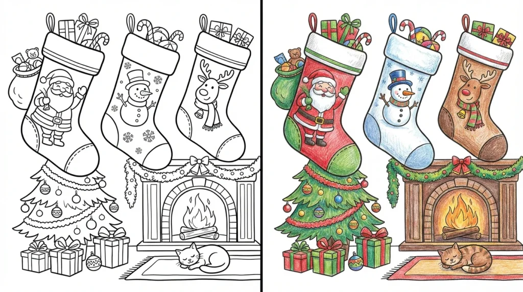 58 Christmas Stockings Coloring Pages (Free PDFs) - ColoringBookFun