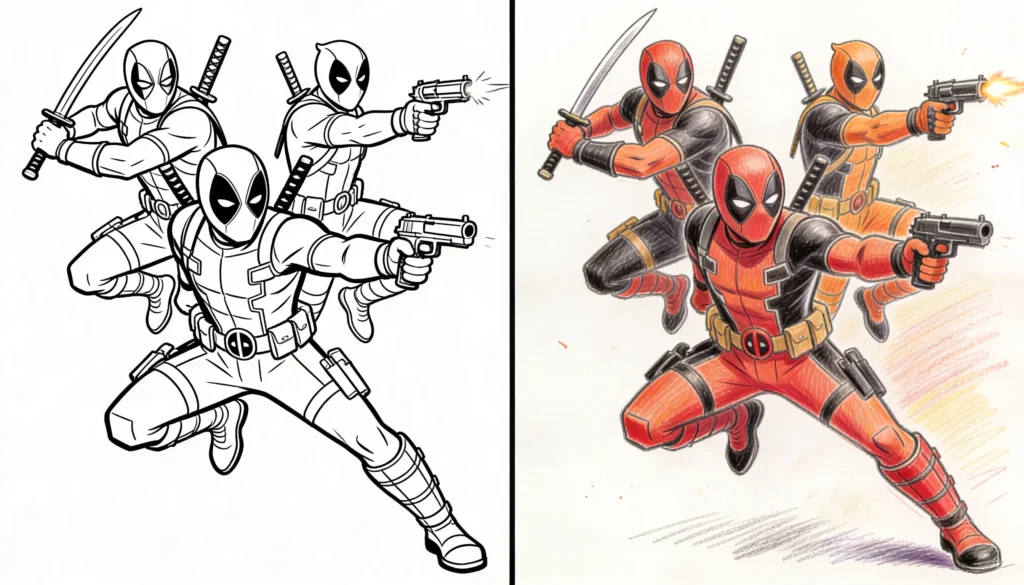 55 Deadpool Coloring Pages (Free PDFs) - ColoringBookFun