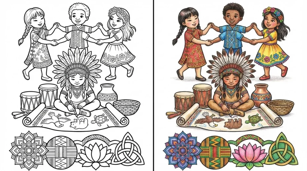 52 Multicultural Coloring Pages (Free PDFs) - ColoringBookFun