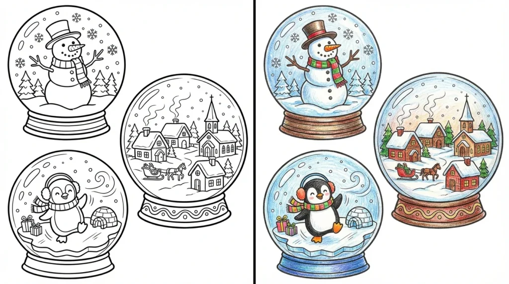 48 Snow Globe Coloring Pages (Free PDFs) - ColoringBookFun