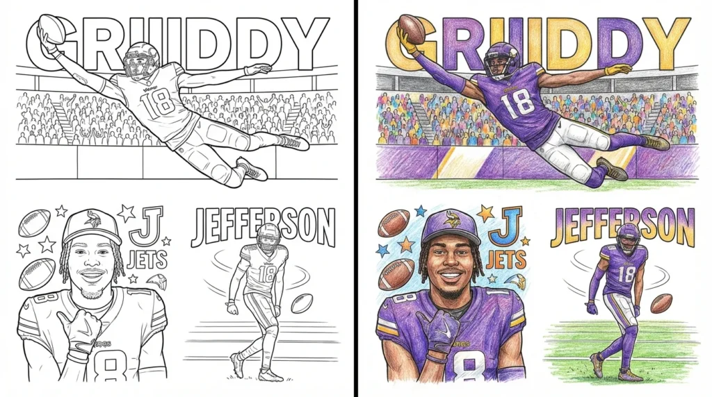 46 Justin Jefferson Coloring Pages (Free PDFs) - ColoringBookFun