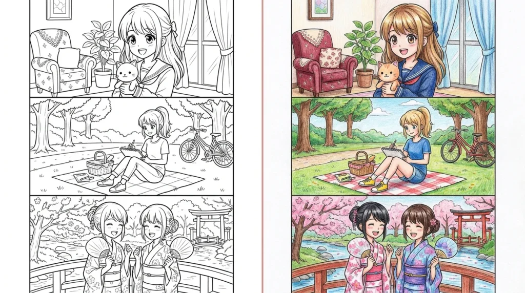 55 Anime Girl Coloring Pages (Free PDFs) - ColoringBookFun