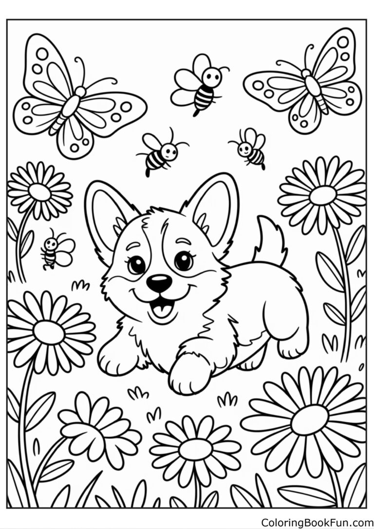20 Corgis Coloring Pages - ColoringBookFun
